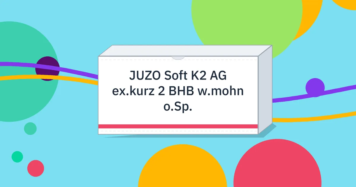 Symbolbild: Packung mit der Aufschrift JUZO Soft K2 AG ex.kurz 2 BHB w.mohn o.Sp. (PZN 14844285) – Verfügbarkeit und Bezug in Apotheken in Frankfurt am Main