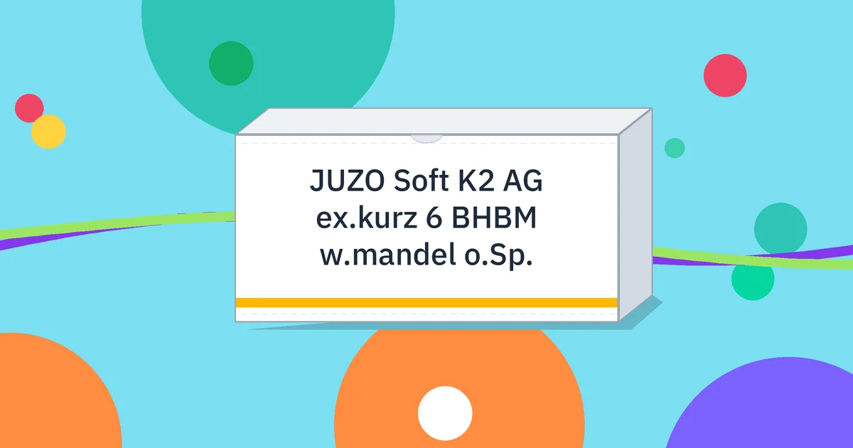 Symbolbild: Packung mit der Aufschrift JUZO Soft K2 AG ex.kurz 6 BHBM w.mandel o.Sp. (PZN 14870331) – Verfügbarkeit und Bezug in Apotheken in Frankfurt am Main