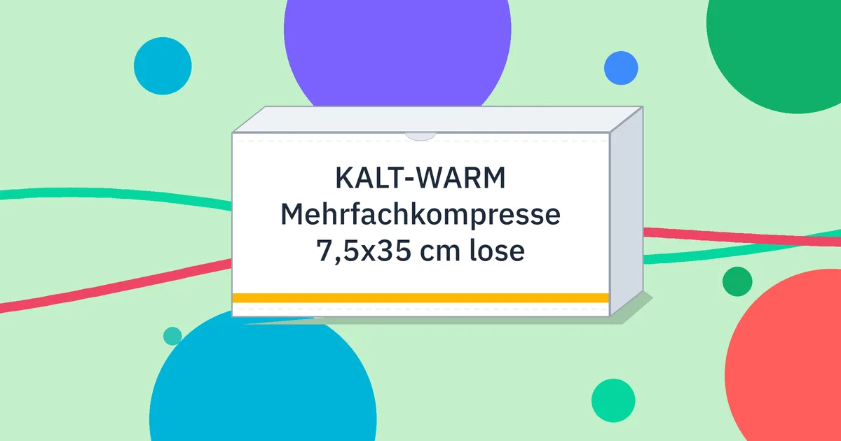 Symbolbild: Packung mit der Aufschrift KALT-WARM Mehrfachkompresse 7,5x35 cm lose (PZN 03645536) – Verfügbarkeit und Bezug in Apotheken in Frankfurt am Main