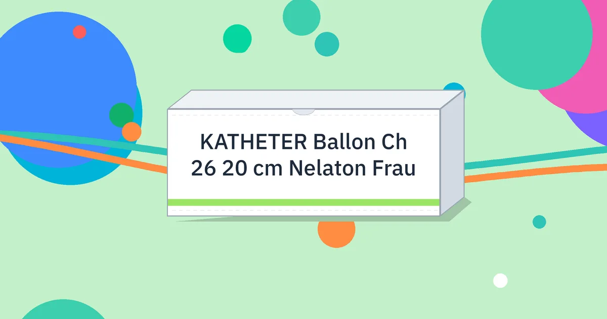 Symbolbild: Packung mit der Aufschrift KATHETER Ballon Ch 26 20 cm Nelaton Frau (PZN 01966012) – Verfügbarkeit und Bezug in Apotheken in Frankfurt am Main