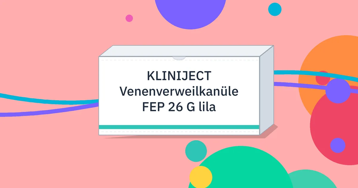 Symbolbild: Packung mit der Aufschrift KLINIJECT Venenverweilkanüle FEP 26 G lila (PZN 00367930) – Verfügbarkeit und Bezug in Apotheken in Frankfurt am Main
