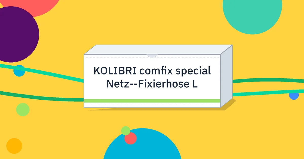 Symbolbild: Packung mit der Aufschrift KOLIBRI comfix special Netz--Fixierhose L (PZN 12499039) – Verfügbarkeit und Bezug in Apotheken in Frankfurt am Main