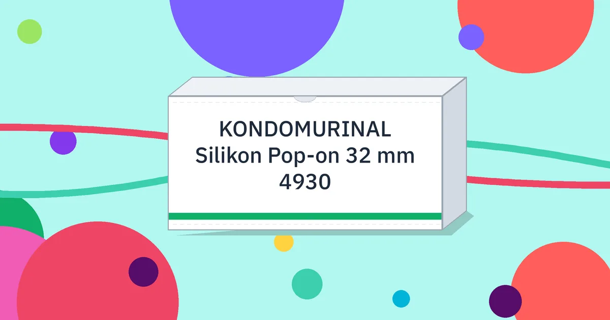 Symbolbild: Packung mit der Aufschrift KONDOMURINAL Silikon Pop-on 32 mm 4930 (PZN 09884414) – Verfügbarkeit und Bezug in Apotheken in Frankfurt am Main