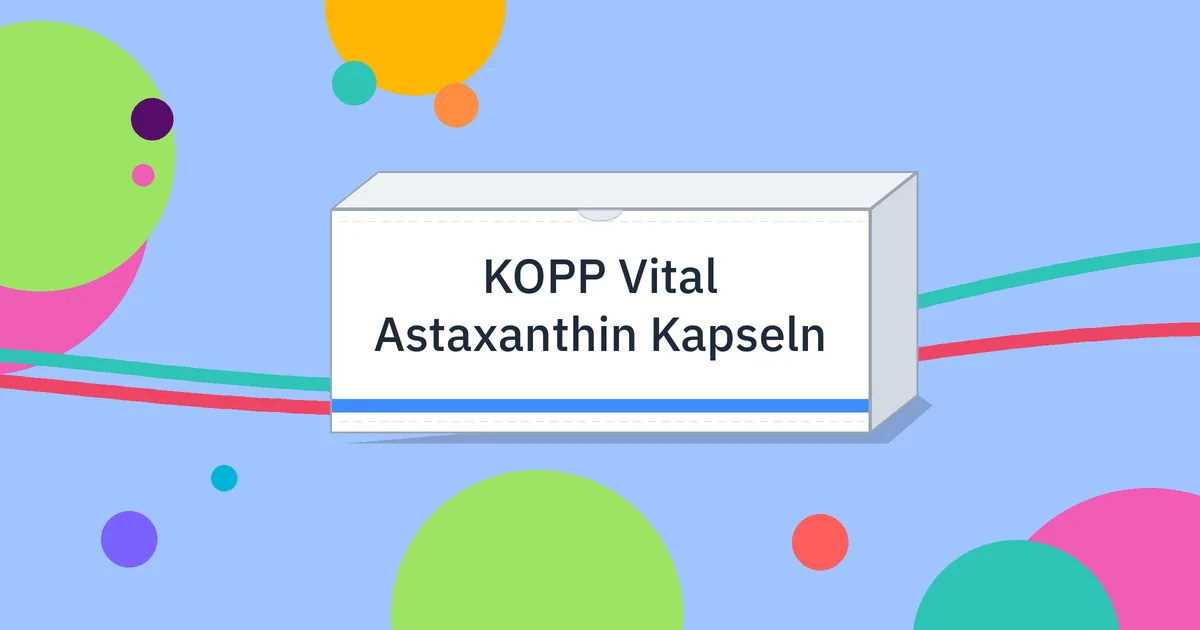 Symbolbild: Packung mit der Aufschrift KOPP Vital Astaxanthin Kapseln (PZN 18811242) – Verfügbarkeit und Bezug in Apotheken in Frankfurt am Main