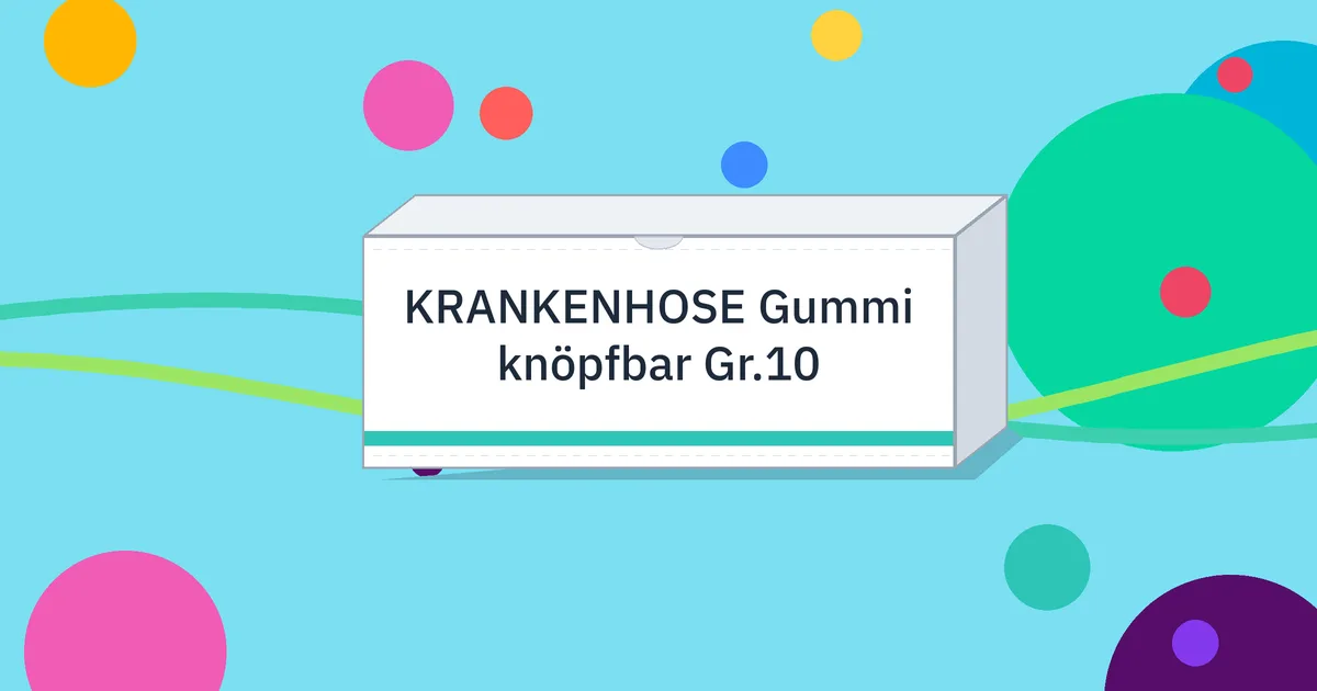 Symbolbild: Packung mit der Aufschrift KRANKENHOSE Gummi knöpfbar Gr.10 (PZN 01979724) – Verfügbarkeit und Bezug in Apotheken in Frankfurt am Main