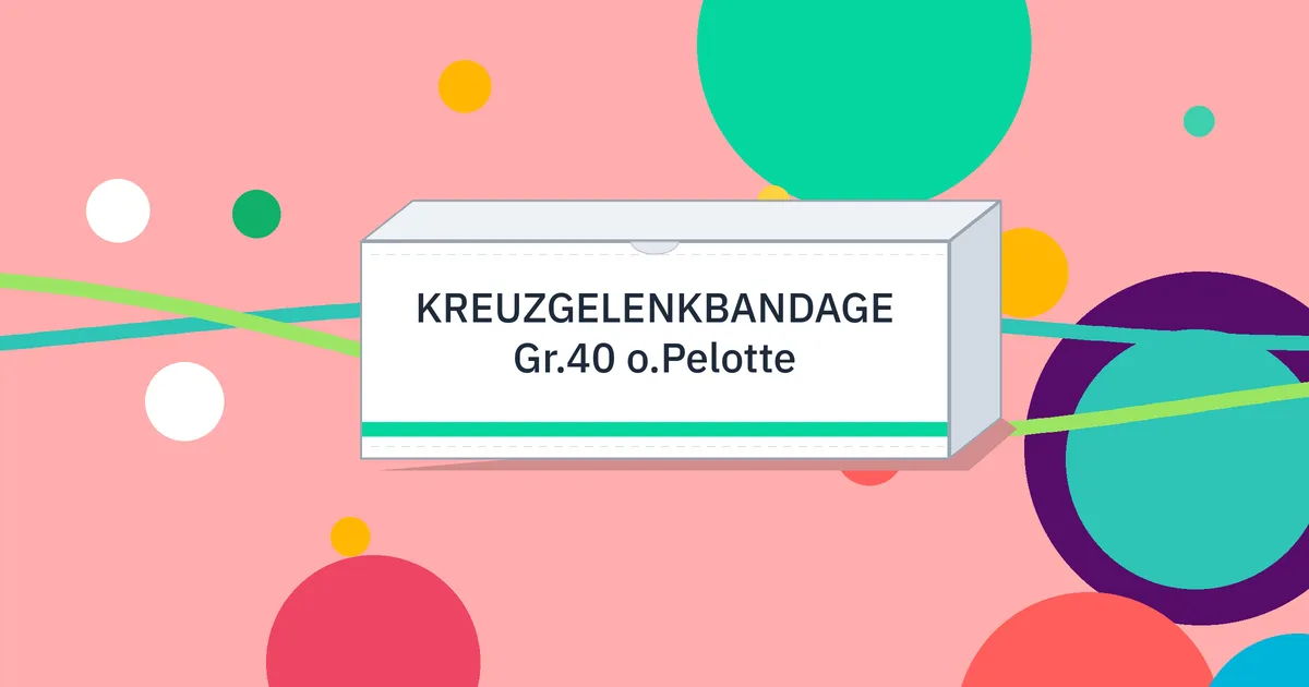 Symbolbild: Packung mit der Aufschrift KREUZGELENKBANDAGE Gr.40 o.Pelotte (PZN 01731415) – Verfügbarkeit und Bezug in Apotheken in Frankfurt am Main