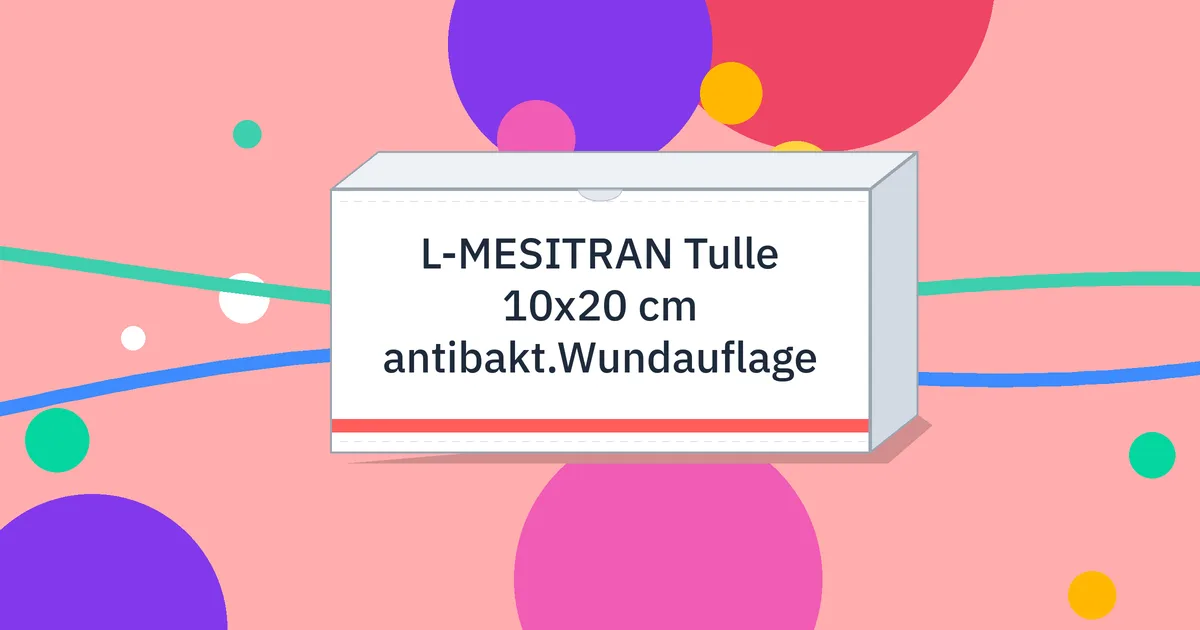 Symbolbild: Packung mit der Aufschrift L-MESITRAN Tulle 10x20 cm antibakt.Wundauflage (PZN 20603539) – Verfügbarkeit und Bezug in Apotheken in Frankfurt am Main