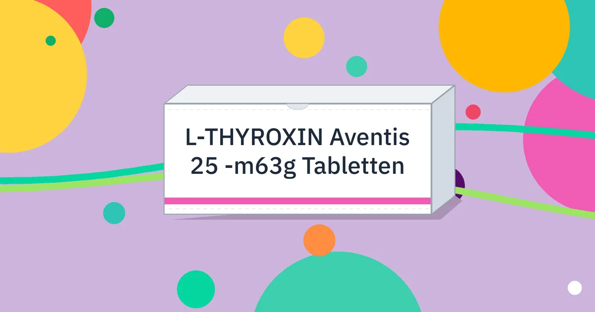 Symbolbild: Packung mit der Aufschrift L-THYROXIN Aventis 25 -m63g Tabletten (PZN 12727061) – Verfügbarkeit und Bezug in Apotheken in Frankfurt am Main