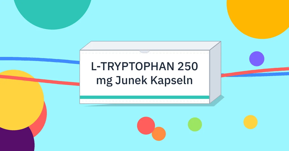 Symbolbild: Packung mit der Aufschrift L-TRYPTOPHAN 250 mg Junek Kapseln (PZN 00983250) – Verfügbarkeit und Bezug in Apotheken in Frankfurt am Main