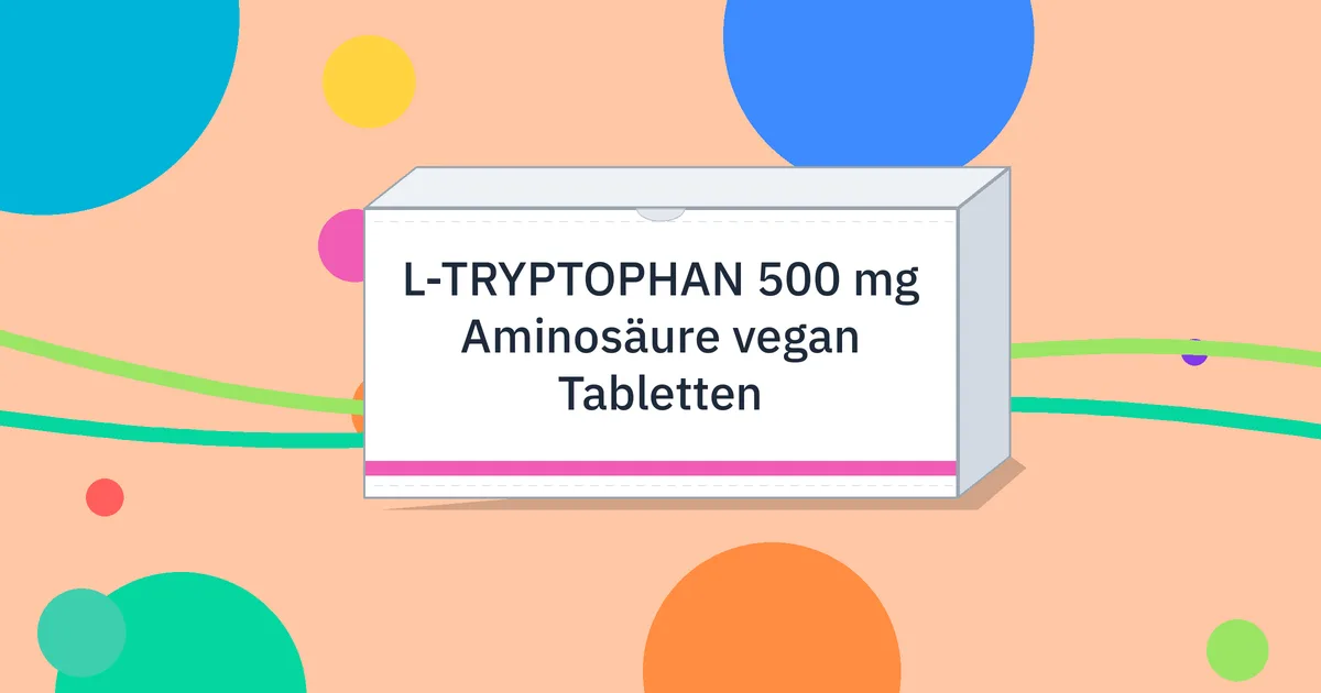 Symbolbild: Packung mit der Aufschrift L-TRYPTOPHAN 500 mg Aminosäure vegan Tabletten (PZN 18210399) – Verfügbarkeit und Bezug in Apotheken in Frankfurt am Main