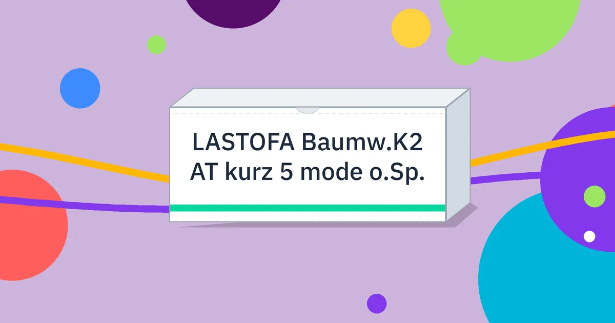 Symbolbild: Packung mit der Aufschrift LASTOFA Baumw.K2 AT kurz 5 mode o.Sp. (PZN 01952168) – Verfügbarkeit und Bezug in Apotheken in Frankfurt am Main