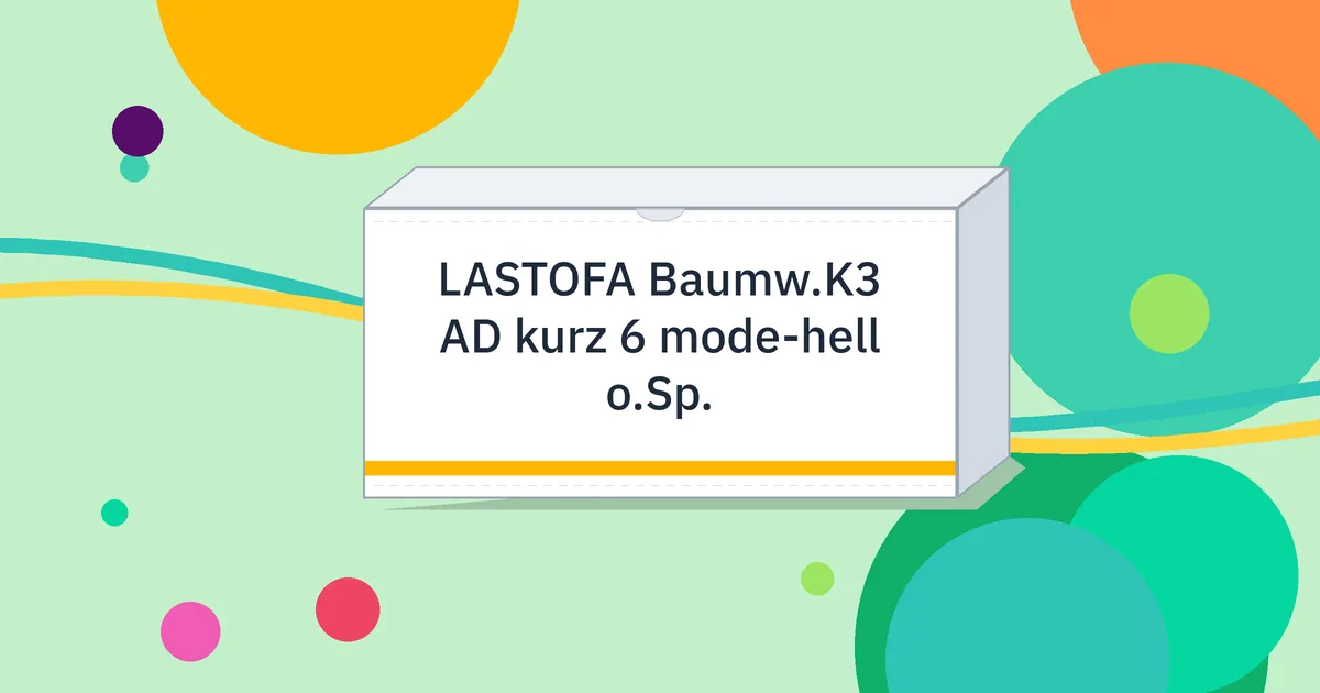 Symbolbild: Packung mit der Aufschrift LASTOFA Baumw.K3 AD kurz 6 mode-hell o.Sp. (PZN 01954061) – Verfügbarkeit und Bezug in Apotheken in Frankfurt am Main