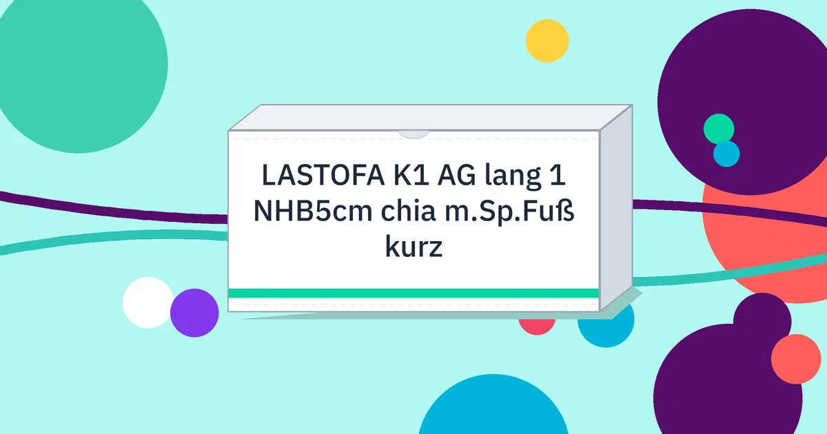 Symbolbild: Packung mit der Aufschrift LASTOFA K1 AG lang 1 NHB5cm chia m.Sp.Fuß kurz (PZN 13788395) – Verfügbarkeit und Bezug in Apotheken in Frankfurt am Main