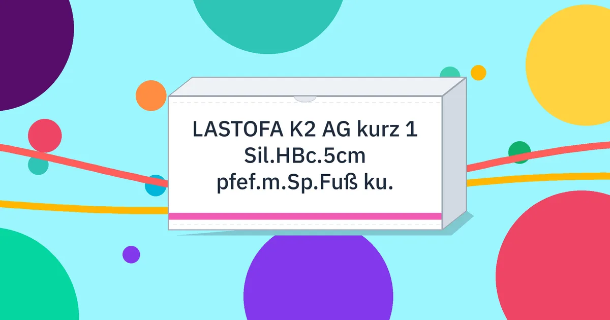 Symbolbild: Packung mit der Aufschrift LASTOFA K2 AG kurz 1 Sil.HBc.5cm pfef.m.Sp.Fuß ku. (PZN 13802563) – Verfügbarkeit und Bezug in Apotheken in Frankfurt am Main