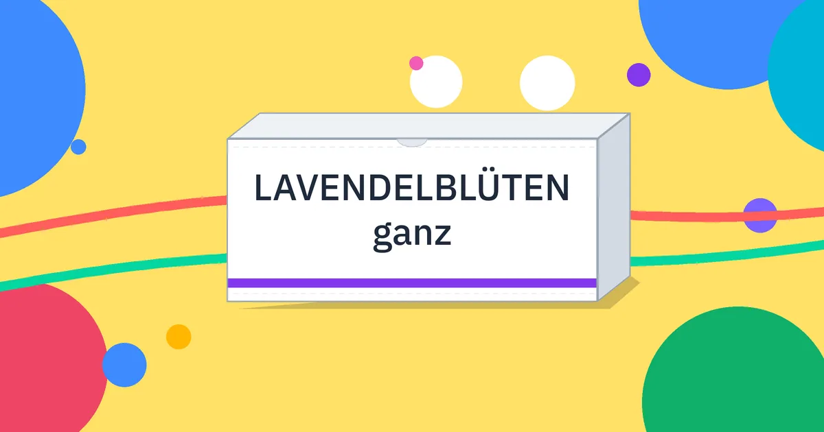 Symbolbild: Packung mit der Aufschrift LAVENDELBLÜTEN ganz (PZN 08465804) – Verfügbarkeit und Bezug in Apotheken in Frankfurt am Main