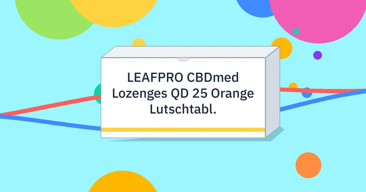 Symbolbild: Packung mit der Aufschrift LEAFPRO CBDmed Lozenges QD 25 Orange Lutschtabl. (PZN 18767676) – Verfügbarkeit und Bezug in Apotheken in Frankfurt am Main