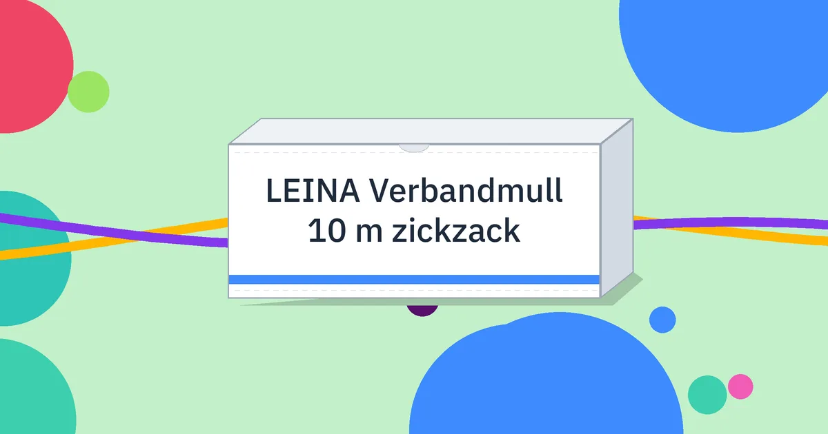 Symbolbild: Packung mit der Aufschrift LEINA Verbandmull 10 m zickzack (PZN 08716809) – Verfügbarkeit und Bezug in Apotheken in Frankfurt am Main