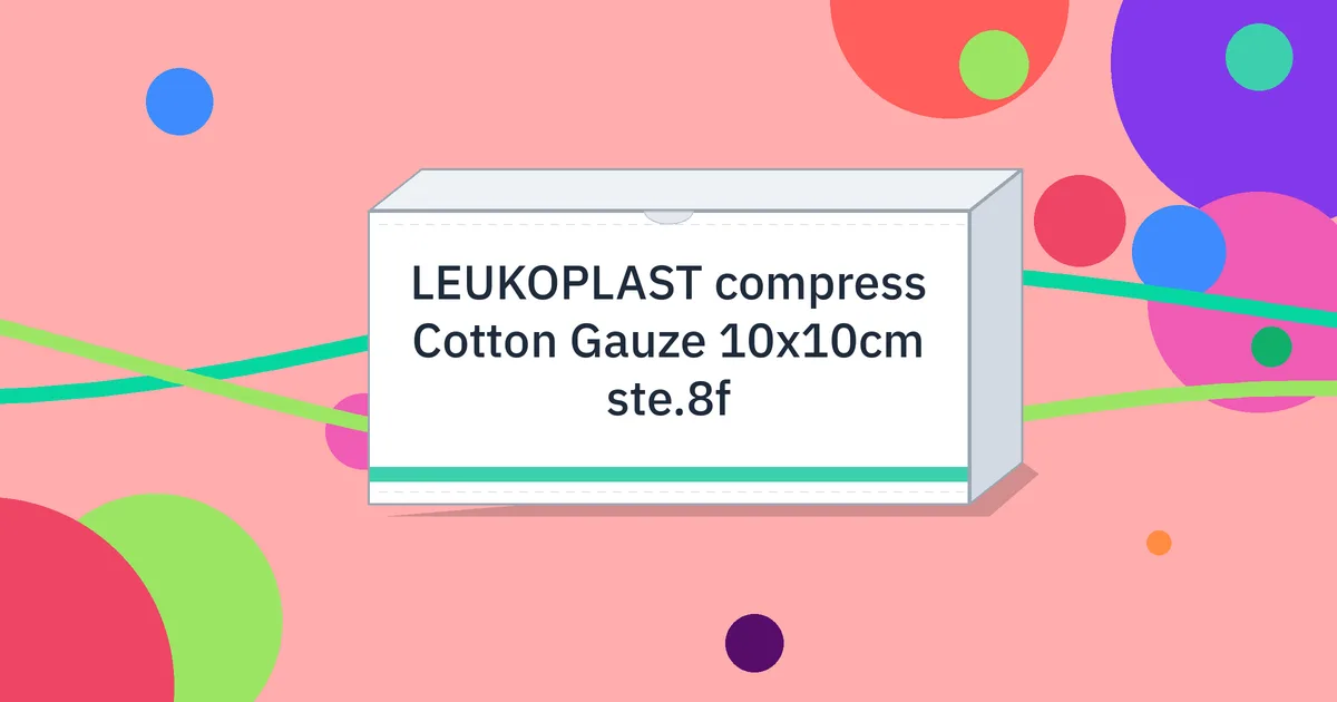 Symbolbild: Packung mit der Aufschrift LEUKOPLAST compress Cotton Gauze 10x10cm ste.8f (PZN 19064149) – Verfügbarkeit und Bezug in Apotheken in Frankfurt am Main