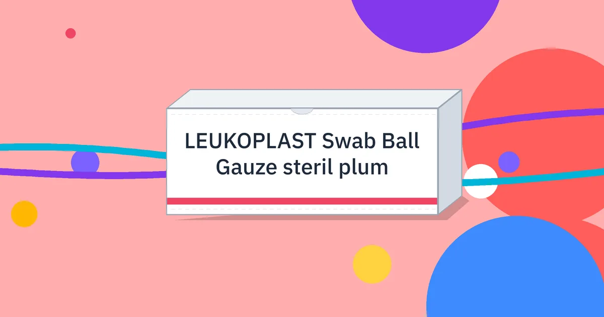 Symbolbild: Packung mit der Aufschrift LEUKOPLAST Swab Ball Gauze steril plum (PZN 17208331) – Verfügbarkeit und Bezug in Apotheken in Frankfurt am Main