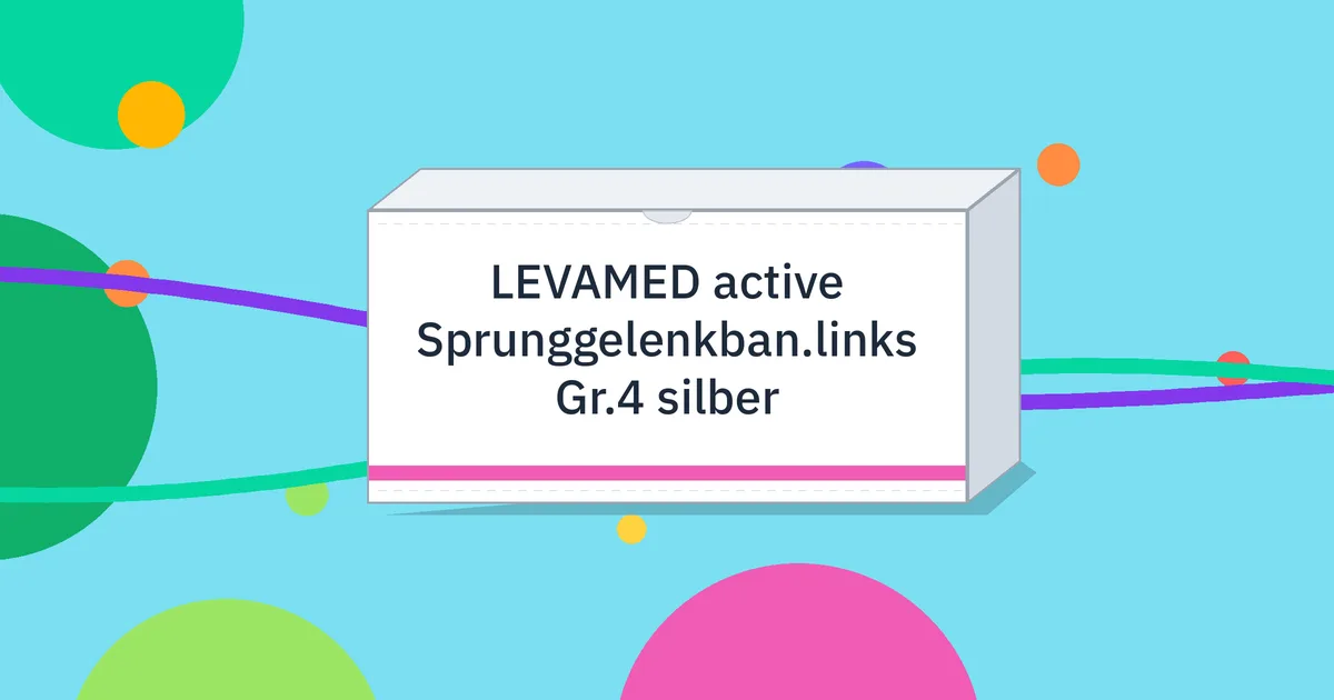 Symbolbild: Packung mit der Aufschrift LEVAMED active Sprunggelenkban.links Gr.4 silber (PZN 19170733) – Verfügbarkeit und Bezug in Apotheken in Frankfurt am Main