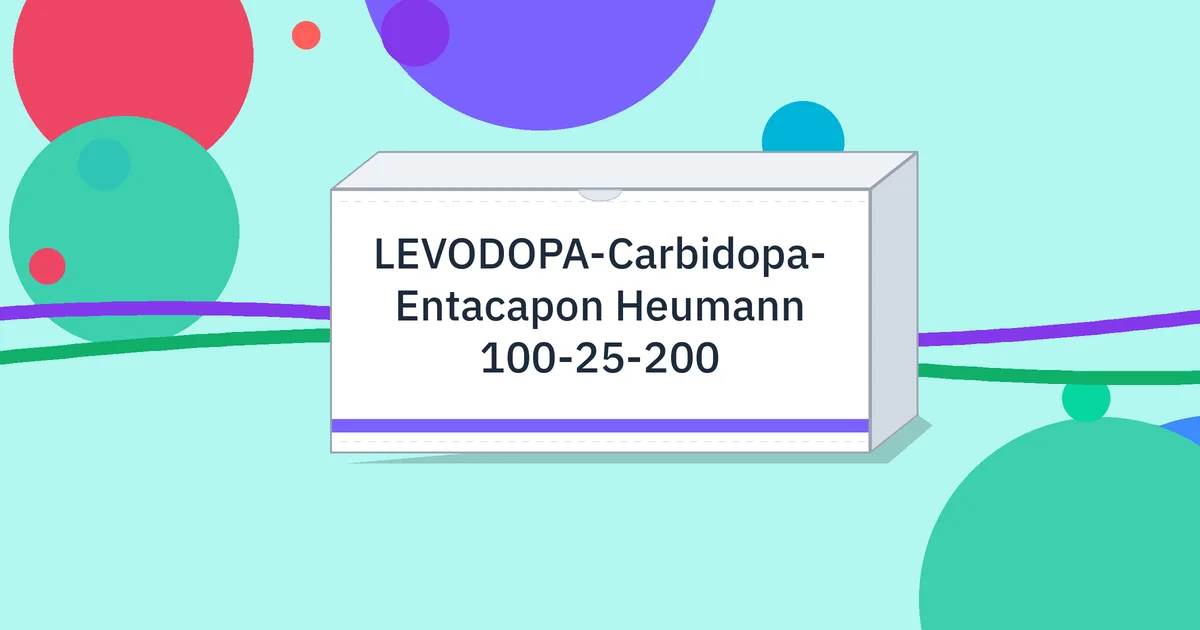 Symbolbild: Packung mit der Aufschrift LEVODOPA-Carbidopa-Entacapon Heumann 100-25-200 (PZN 17148899) – Verfügbarkeit und Bezug in Apotheken in Frankfurt am Main