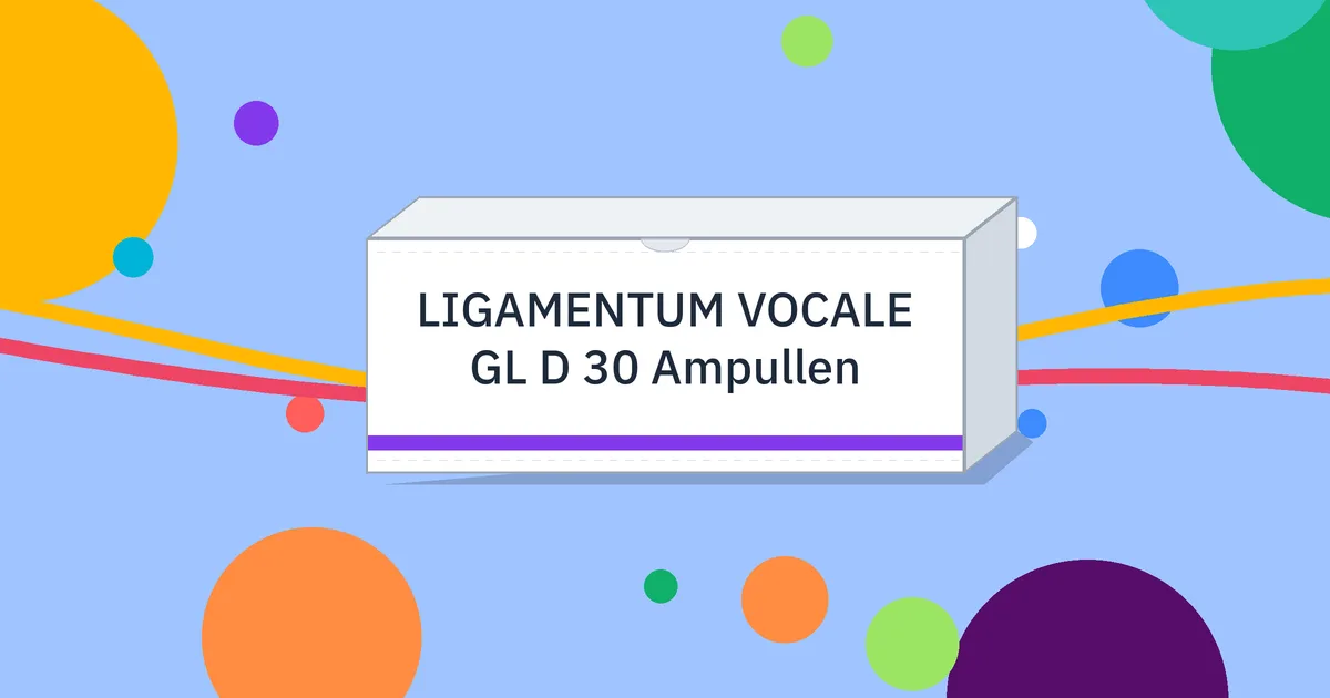 Symbolbild: Packung mit der Aufschrift LIGAMENTUM VOCALE GL D 30 Ampullen (PZN 02882085) – Verfügbarkeit und Bezug in Apotheken in Frankfurt am Main