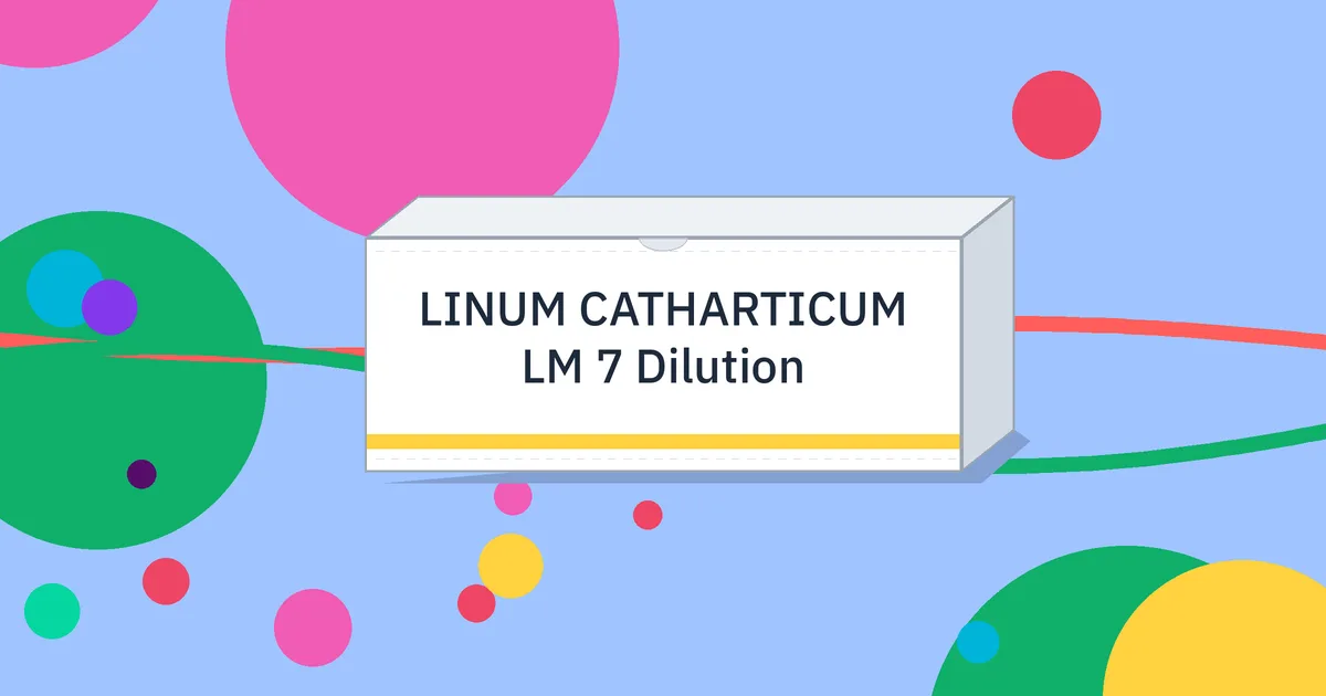 Symbolbild: Packung mit der Aufschrift LINUM CATHARTICUM LM 7 Dilution (PZN 13530024) – Verfügbarkeit und Bezug in Apotheken in Frankfurt am Main