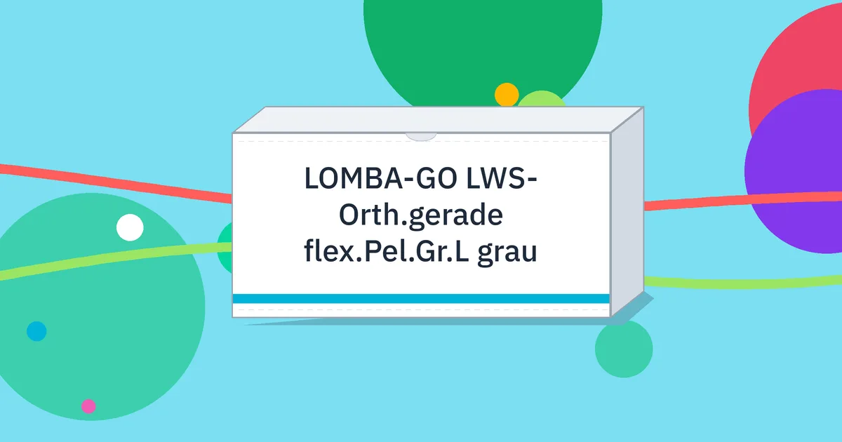 Symbolbild: Packung mit der Aufschrift LOMBA-GO LWS-Orth.gerade flex.Pel.Gr.L grau (PZN 10064366) – Verfügbarkeit und Bezug in Apotheken in Frankfurt am Main