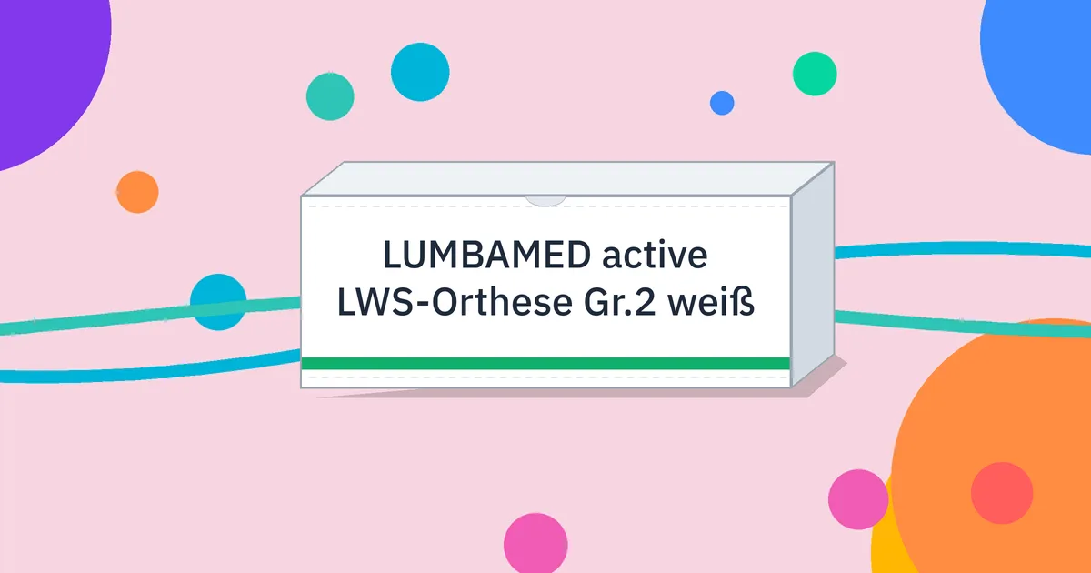 Symbolbild: Packung mit der Aufschrift LUMBAMED active LWS-Orthese Gr.2 weiß (PZN 15314945) – Verfügbarkeit und Bezug in Apotheken in Frankfurt am Main