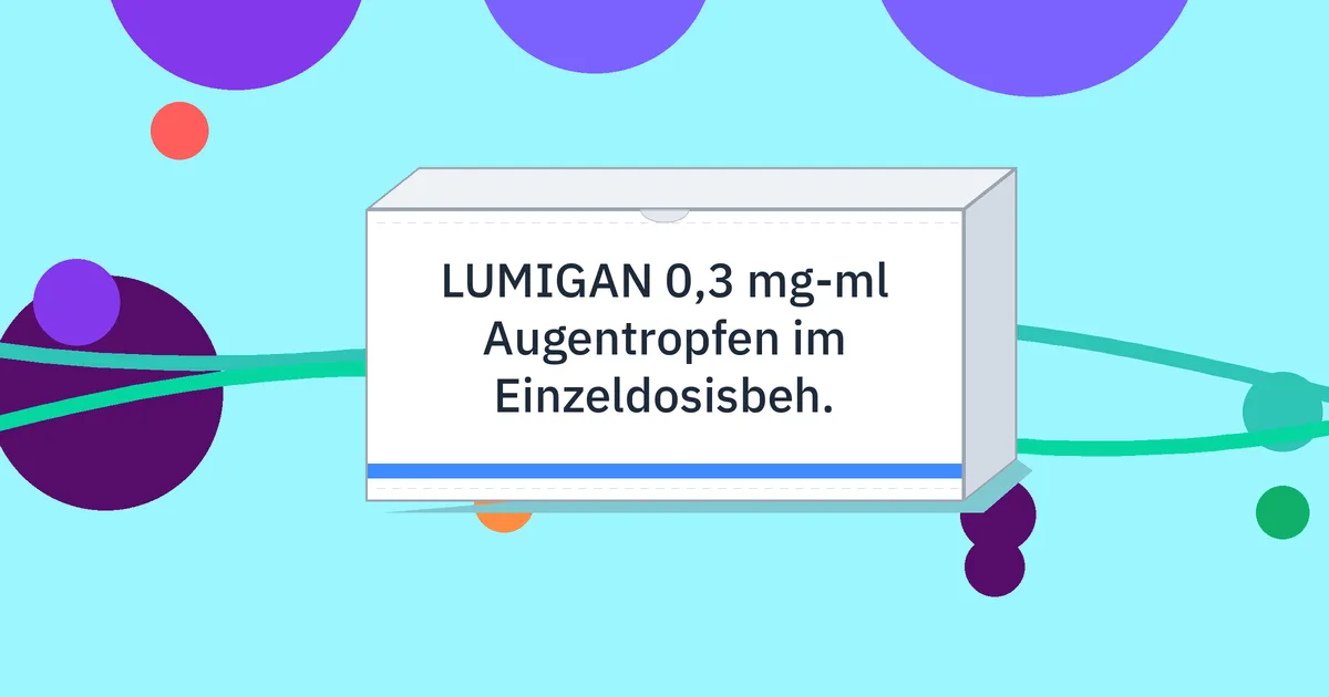 Symbolbild: Packung mit der Aufschrift LUMIGAN 0,3 mg-ml Augentropfen im Einzeldosisbeh. (PZN 02667205) – Verfügbarkeit und Bezug in Apotheken in Frankfurt am Main