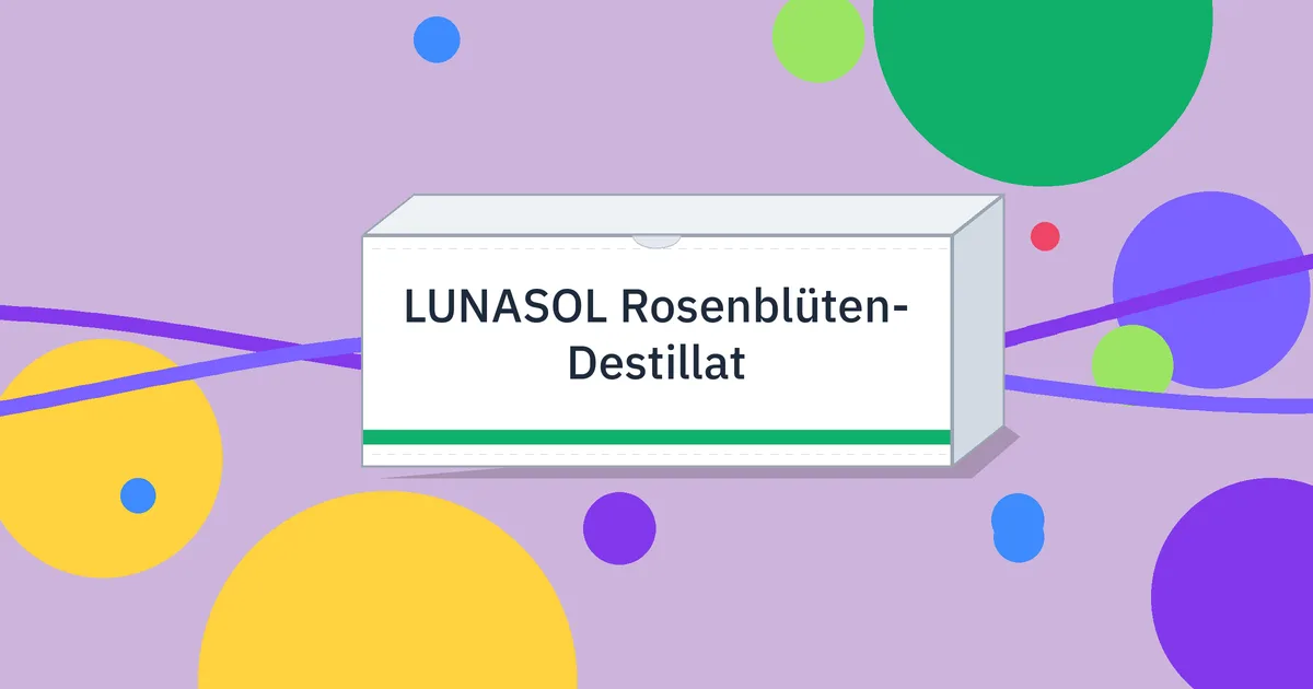 Symbolbild: Packung mit der Aufschrift LUNASOL Rosenblüten-Destillat (PZN 19755190) – Verfügbarkeit und Bezug in Apotheken in Frankfurt am Main
