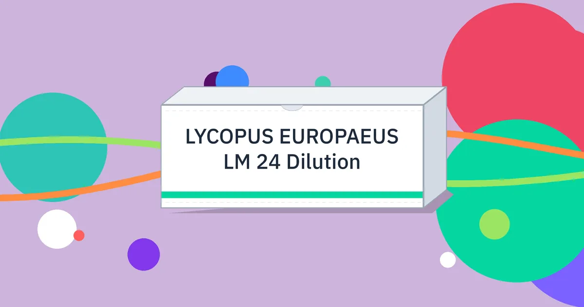 Symbolbild: Packung mit der Aufschrift LYCOPUS EUROPAEUS LM 24 Dilution (PZN 13538184) – Verfügbarkeit und Bezug in Apotheken in Frankfurt am Main