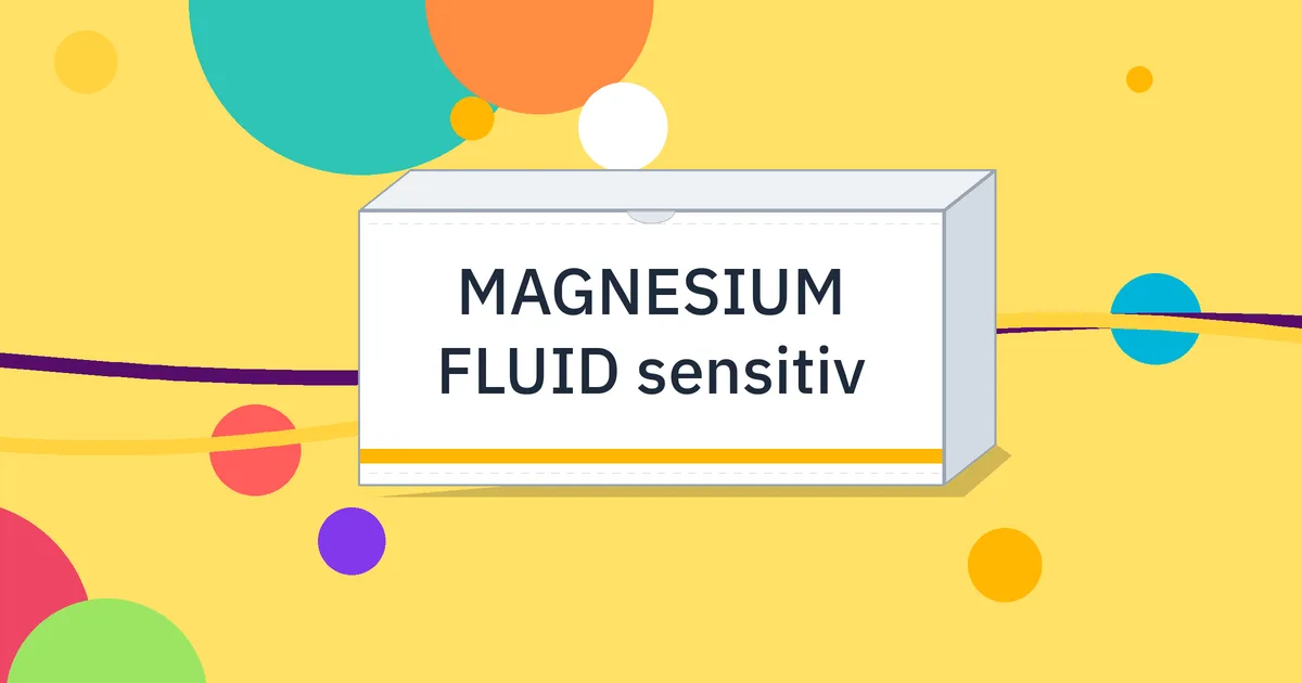 Symbolbild: Packung mit der Aufschrift MAGNESIUM FLUID sensitiv (PZN 17923252) – Verfügbarkeit und Bezug in Apotheken in Frankfurt am Main