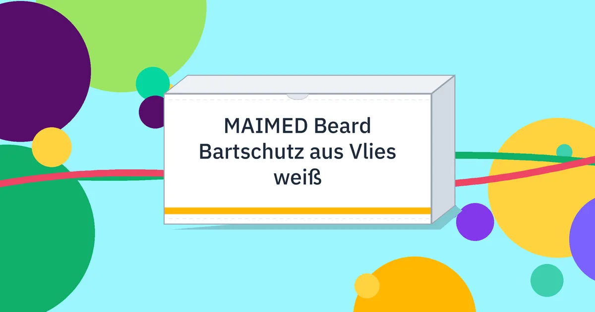 Symbolbild: Packung mit der Aufschrift MAIMED Beard Bartschutz aus Vlies weiß (PZN 06113857) – Verfügbarkeit und Bezug in Apotheken in Frankfurt am Main