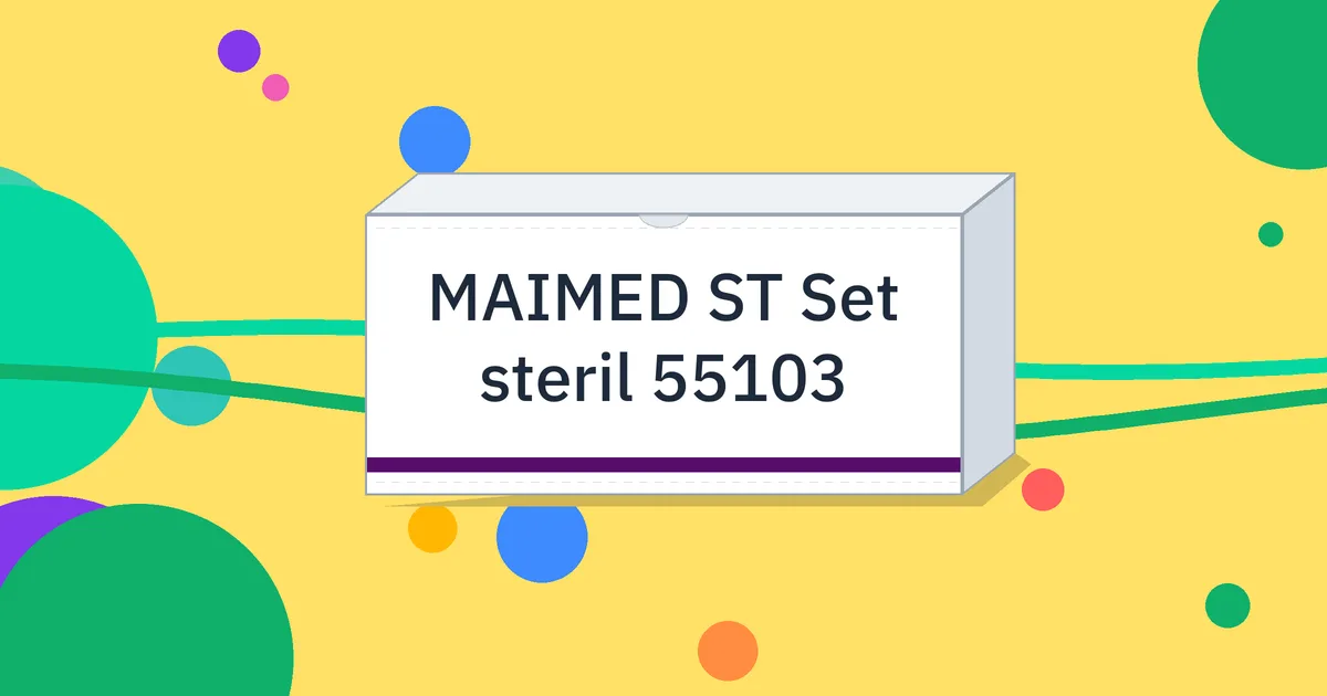 Symbolbild: Packung mit der Aufschrift MAIMED ST Set steril 55103 (PZN 05390879) – Verfügbarkeit und Bezug in Apotheken in Frankfurt am Main
