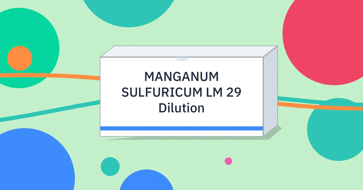 Symbolbild: Packung mit der Aufschrift MANGANUM SULFURICUM LM 29 Dilution (PZN 12946225) – Verfügbarkeit und Bezug in Apotheken in Frankfurt am Main