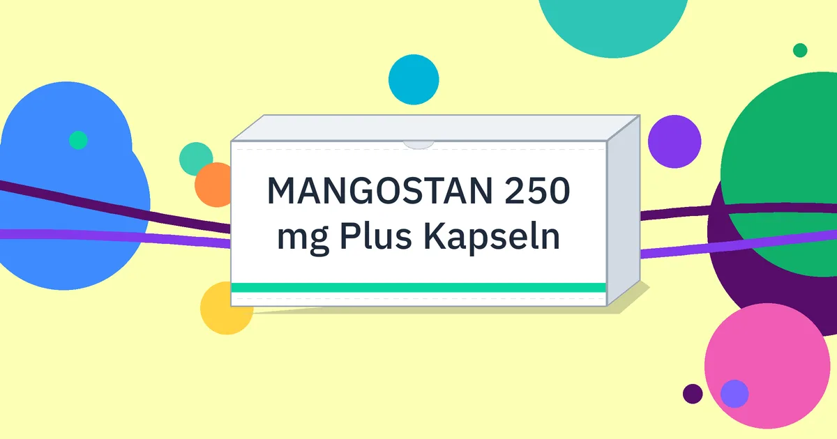 Symbolbild: Packung mit der Aufschrift MANGOSTAN 250 mg Plus Kapseln (PZN 10309891) – Verfügbarkeit und Bezug in Apotheken in Frankfurt am Main