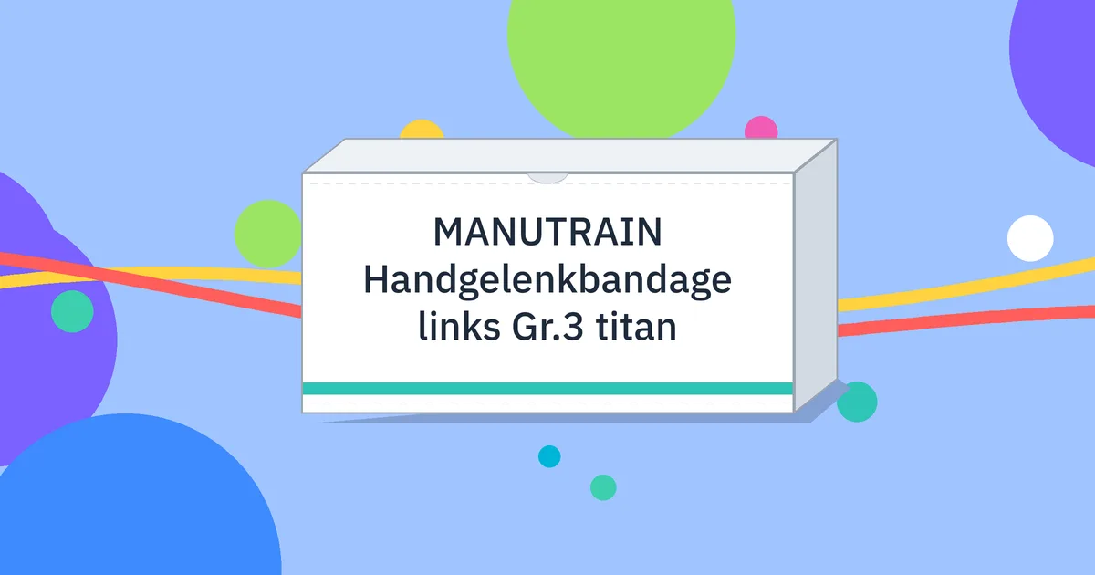 Symbolbild: Packung mit der Aufschrift MANUTRAIN Handgelenkbandage links Gr.3 titan (PZN 01285996) – Verfügbarkeit und Bezug in Apotheken in Frankfurt am Main