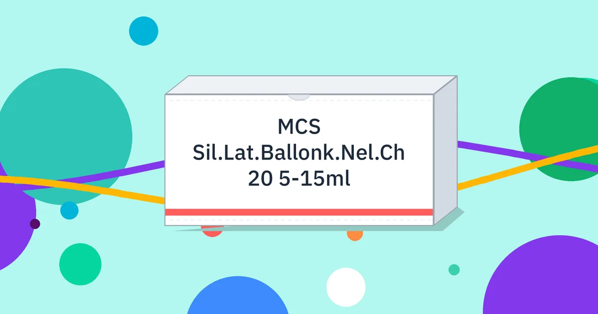 Symbolbild: Packung mit der Aufschrift MCS Sil.Lat.Ballonk.Nel.Ch 20 5-15ml (PZN 04797509) – Verfügbarkeit und Bezug in Apotheken in Frankfurt am Main