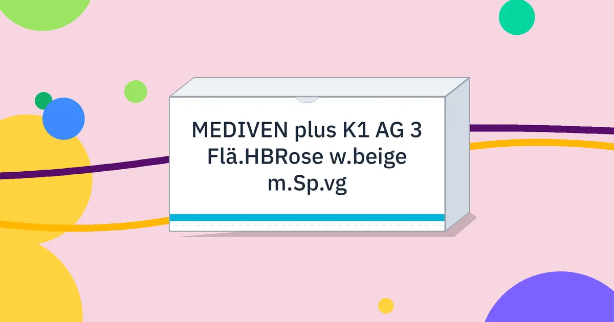 Symbolbild: Packung mit der Aufschrift MEDIVEN plus K1 AG 3 Flä.HBRose w.beige m.Sp.vg (PZN 15914390) – Verfügbarkeit und Bezug in Apotheken in Frankfurt am Main