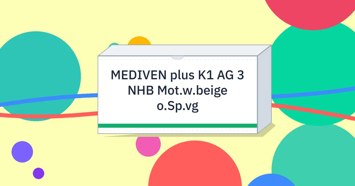 Symbolbild: Packung mit der Aufschrift MEDIVEN plus K1 AG 3 NHB Mot.w.beige o.Sp.vg (PZN 15920491) – Verfügbarkeit und Bezug in Apotheken in Frankfurt am Main