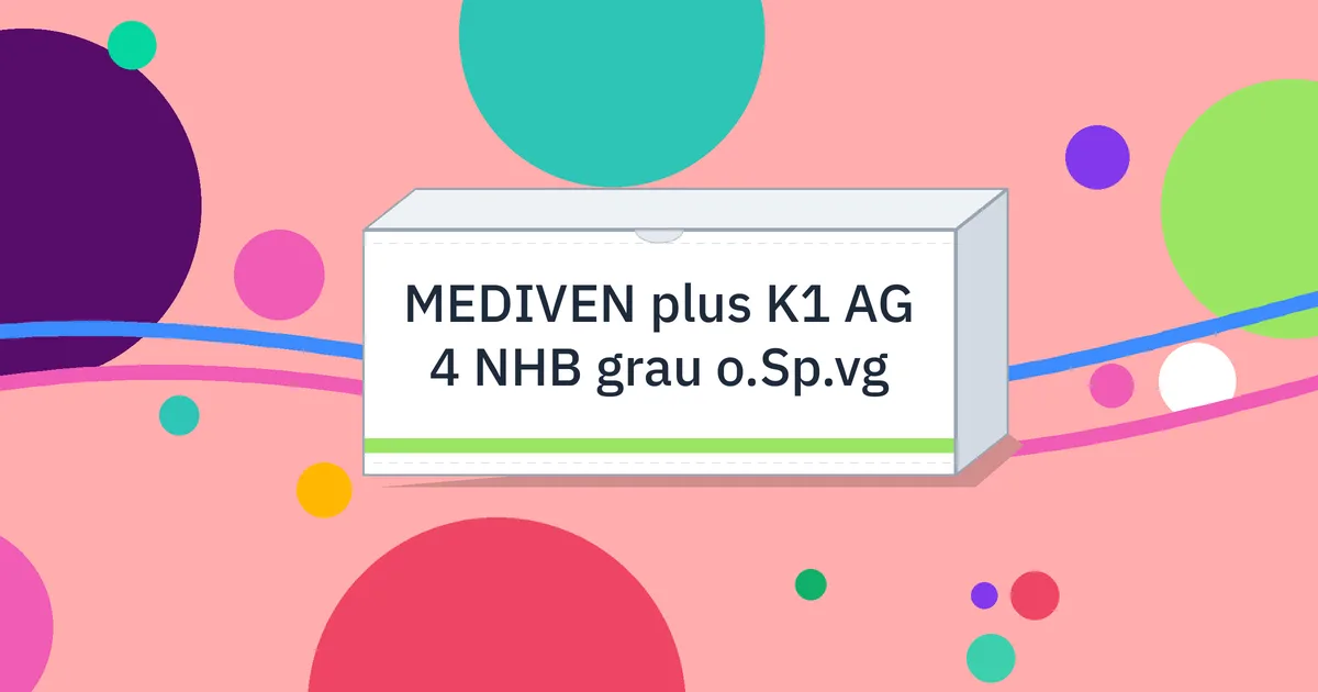 Symbolbild: Packung mit der Aufschrift MEDIVEN plus K1 AG 4 NHB grau o.Sp.vg (PZN 18938020) – Verfügbarkeit und Bezug in Apotheken in Frankfurt am Main
