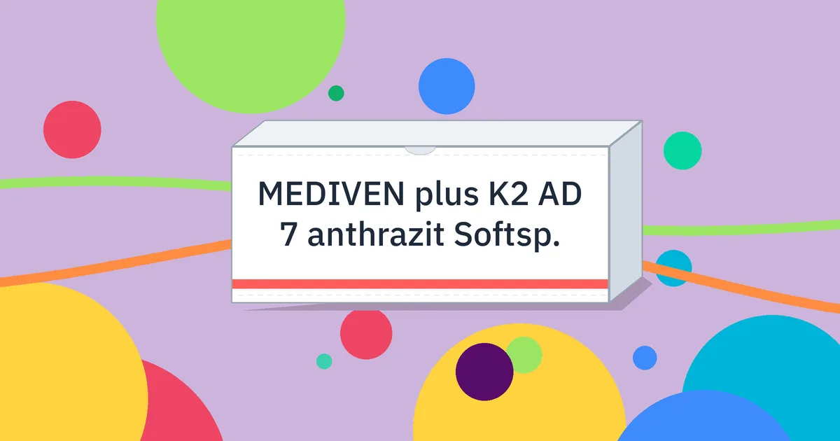 Symbolbild: Packung mit der Aufschrift MEDIVEN plus K2 AD 7 anthrazit Softsp. (PZN 15092798) – Verfügbarkeit und Bezug in Apotheken in Frankfurt am Main