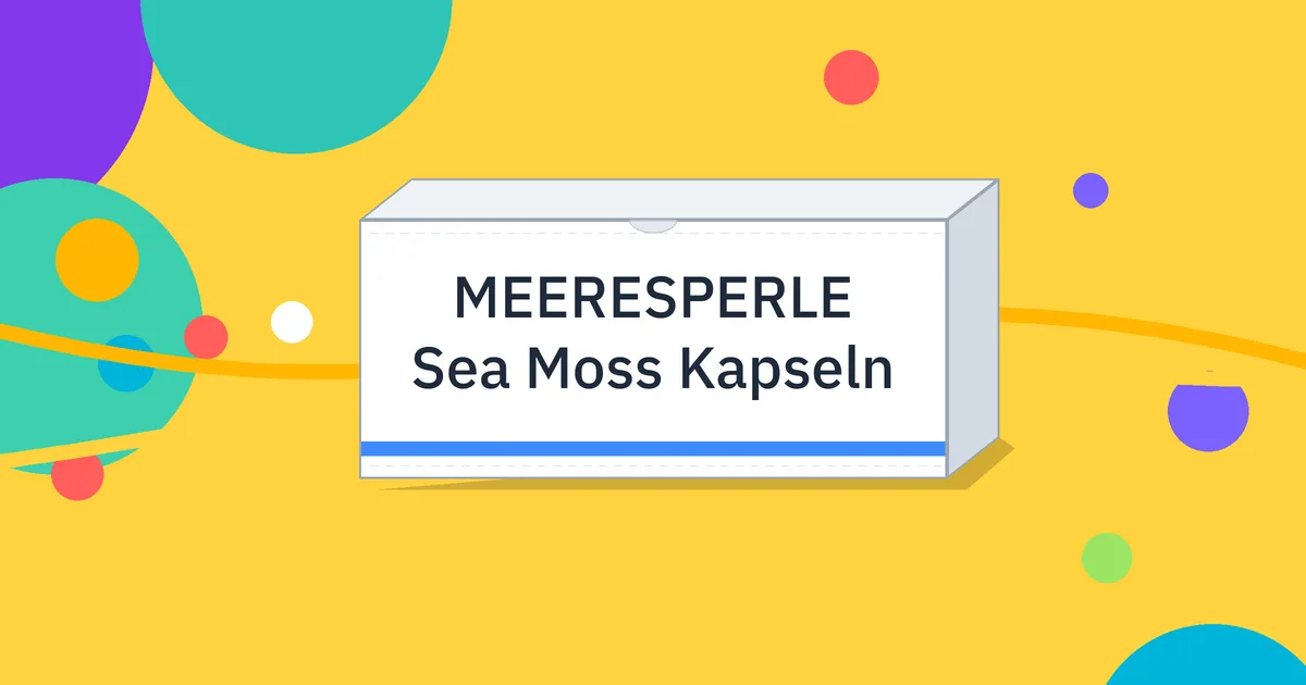 Symbolbild: Packung mit der Aufschrift MEERESPERLE Sea Moss Kapseln (PZN 20316998) – Verfügbarkeit und Bezug in Apotheken in Frankfurt am Main