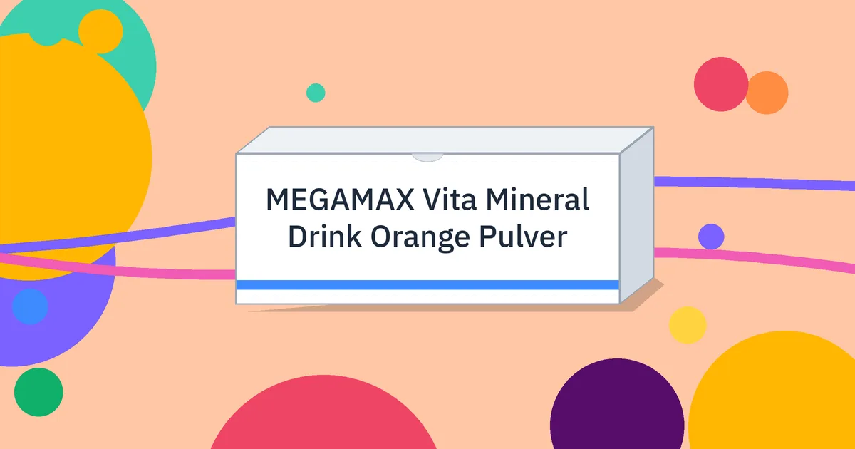 Symbolbild: Packung mit der Aufschrift MEGAMAX Vita Mineral Drink Orange Pulver (PZN 08763312) – Verfügbarkeit und Bezug in Apotheken in Frankfurt am Main