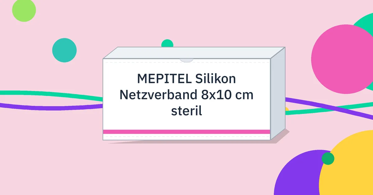 Symbolbild: Packung mit der Aufschrift MEPITEL Silikon Netzverband 8x10 cm steril (PZN 02818472) – Verfügbarkeit und Bezug in Apotheken in Frankfurt am Main