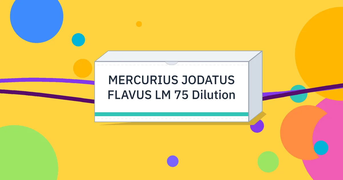 Symbolbild: Packung mit der Aufschrift MERCURIUS JODATUS FLAVUS LM 75 Dilution (PZN 12952071) – Verfügbarkeit und Bezug in Apotheken in Frankfurt am Main