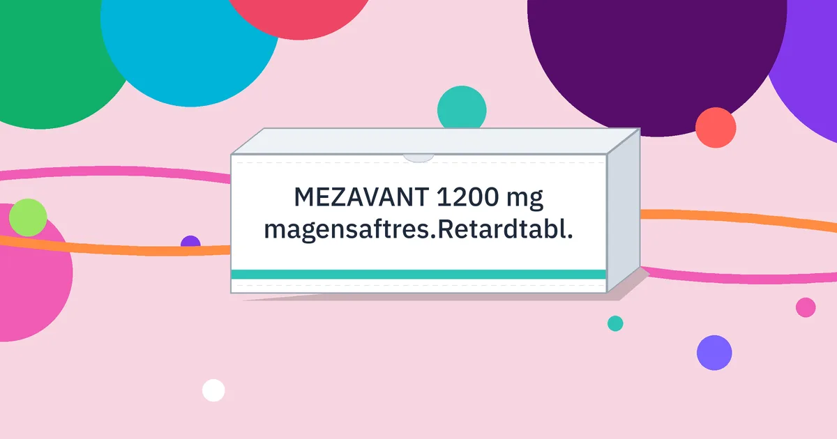 Symbolbild: Packung mit der Aufschrift MEZAVANT 1200 mg magensaftres.Retardtabl. (PZN 05106140) – Verfügbarkeit und Bezug in Apotheken in Frankfurt am Main