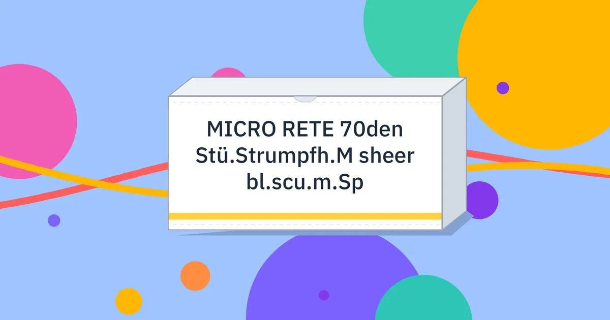 Symbolbild: Packung mit der Aufschrift MICRO RETE 70den Stü.Strumpfh.M sheer bl.scu.m.Sp (PZN 06450218) – Verfügbarkeit und Bezug in Apotheken in Frankfurt am Main