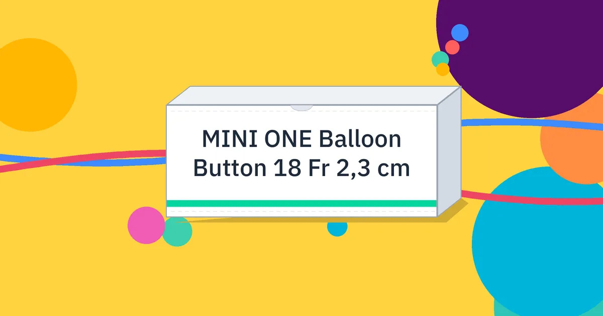 Symbolbild: Packung mit der Aufschrift MINI ONE Balloon Button 18 Fr 2,3 cm (PZN 14342224) – Verfügbarkeit und Bezug in Apotheken in Frankfurt am Main
